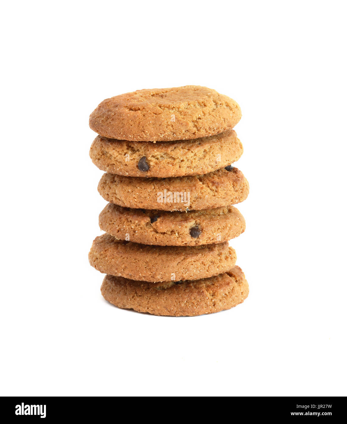 Stack of oatmeal cookies standing on white background Stock Photo - Alamy