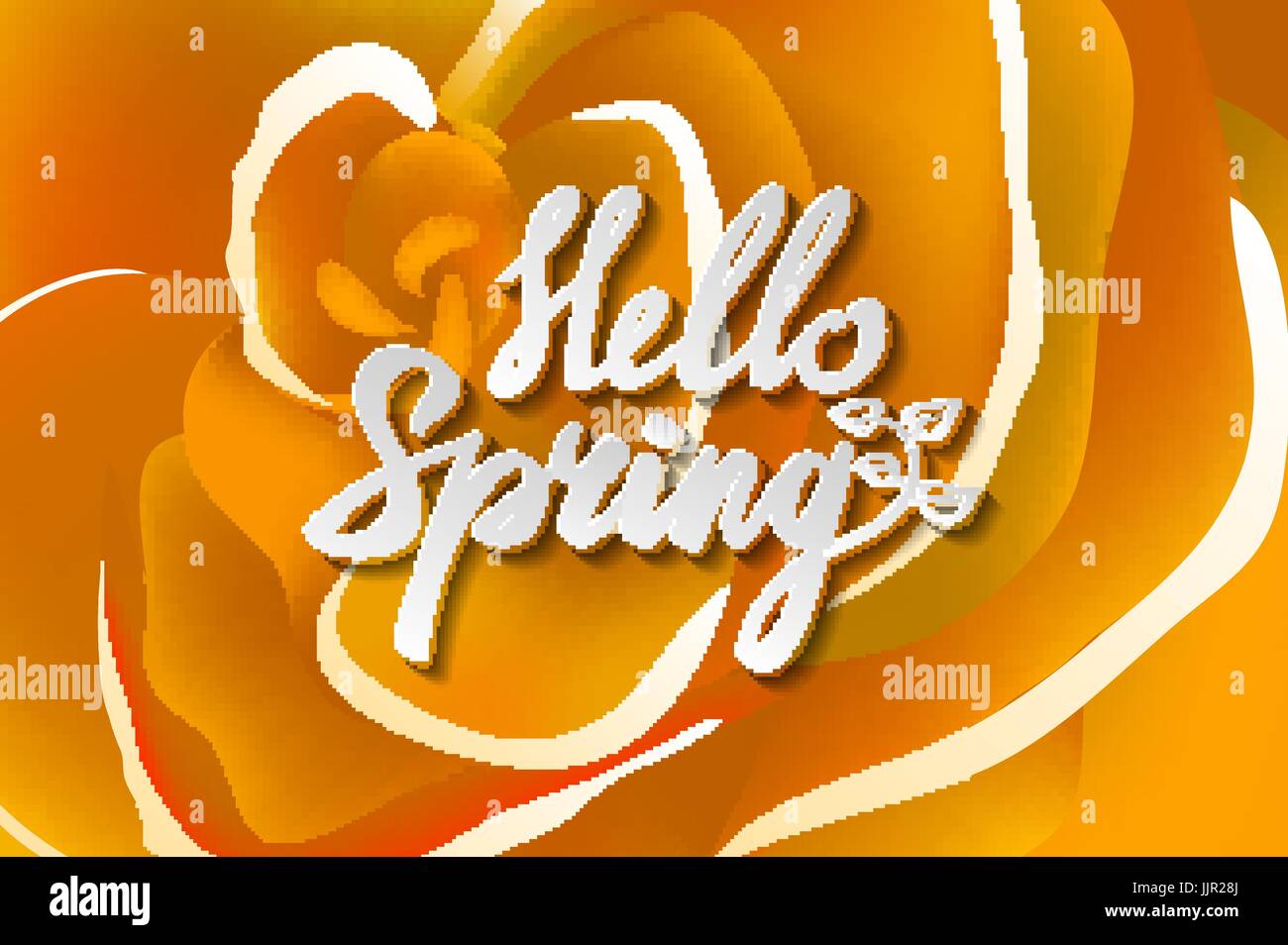 Hello Spring text with flowers and butterflies art Stock Vector Image ...
