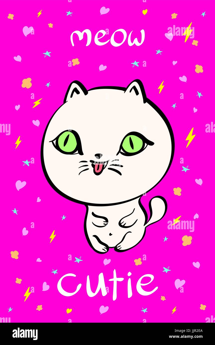 Cutie Cat Illustration For T Shirt Or Other Uses In Vector Art Stock