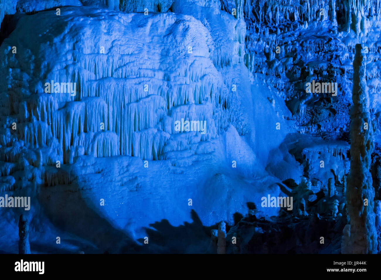 Frasassi Caves, Italy, Ancona, Region Marche. Formation of stalagmites ...