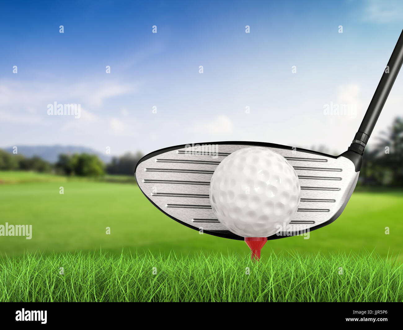 3d rendering golf club with golf ball on tee side view Stock Photo - Alamy