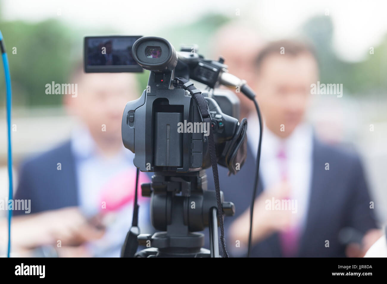 Video or television camera. News conference. TV broadcasting Stock ...