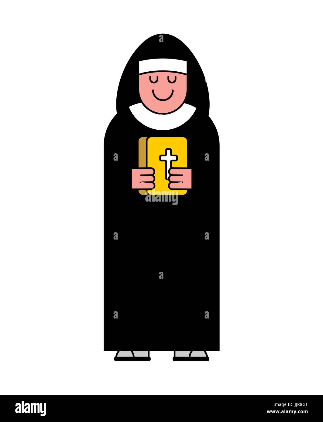 Nun and Bible contour style. Catholic Religious woman linear style ...