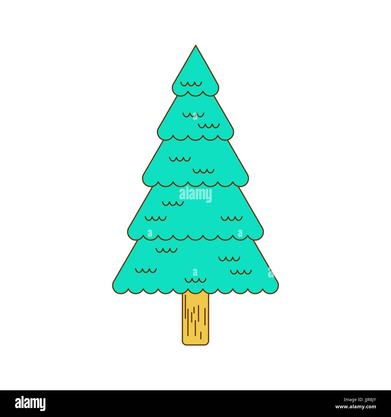 Christmas tree contour style. Fir line style. spruce isolated Stock ...