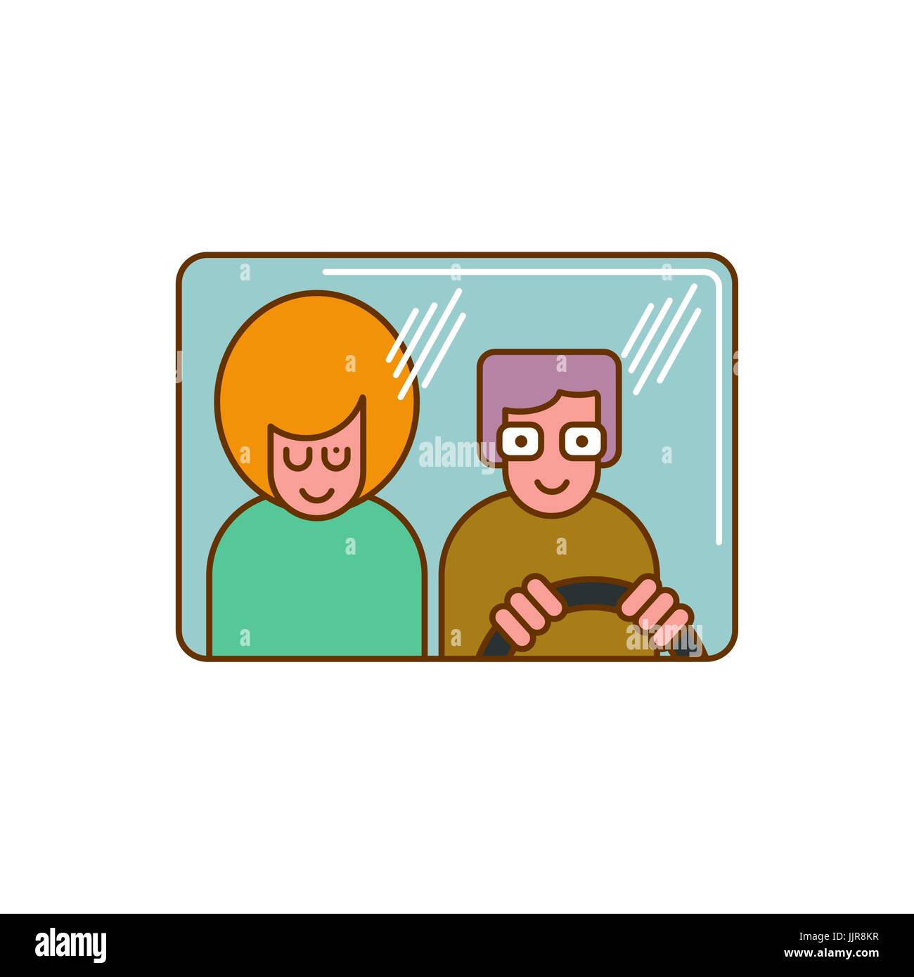 Driver and passenger icon. Windshield. Driving illustration Stock ...