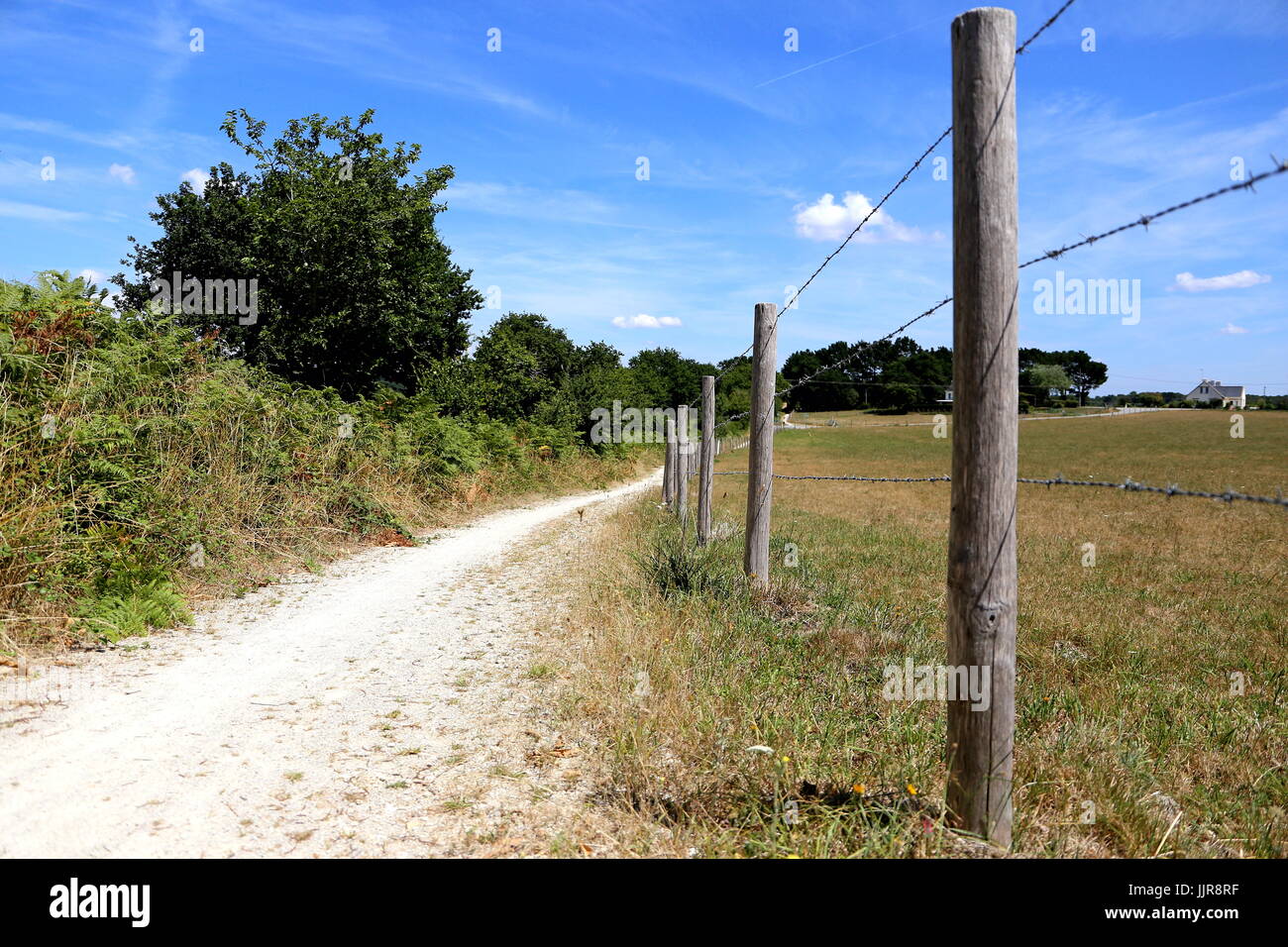 Pathway along a field in rural brittany Stock Photo - Alamy