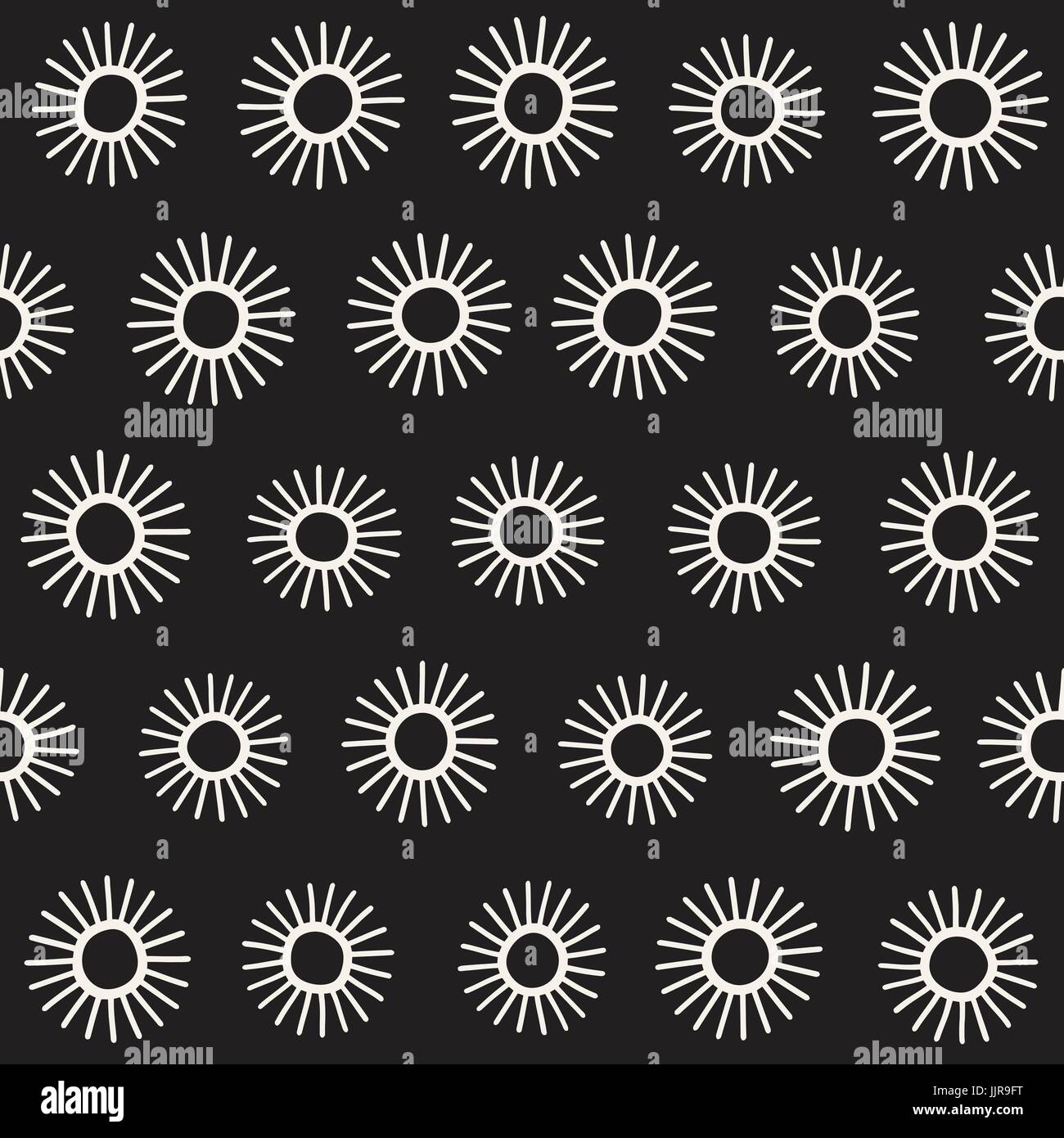 Vector Seamless Sunburst Shapes Freehand Pattern Abstract Background