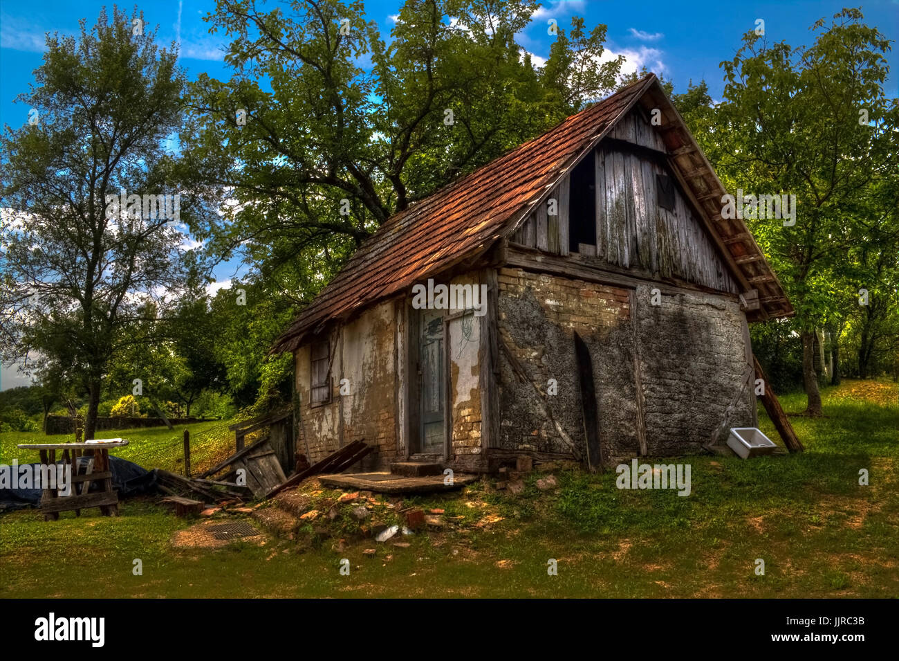 Old rustic wooden cottage Stock Photo - Alamy