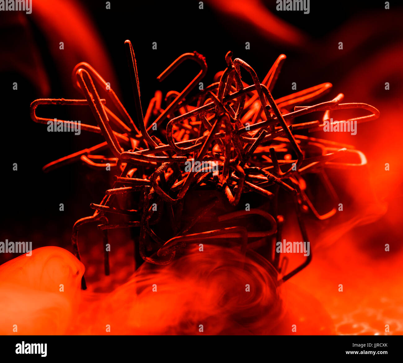 lots of metal wires covered in fog Stock Photo - Alamy