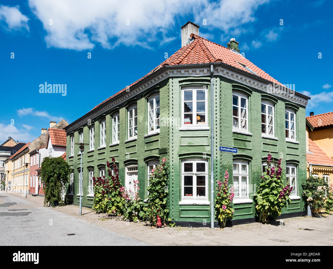 Restored houses at Langesgade & Brettevillesgade corner in the old town ...