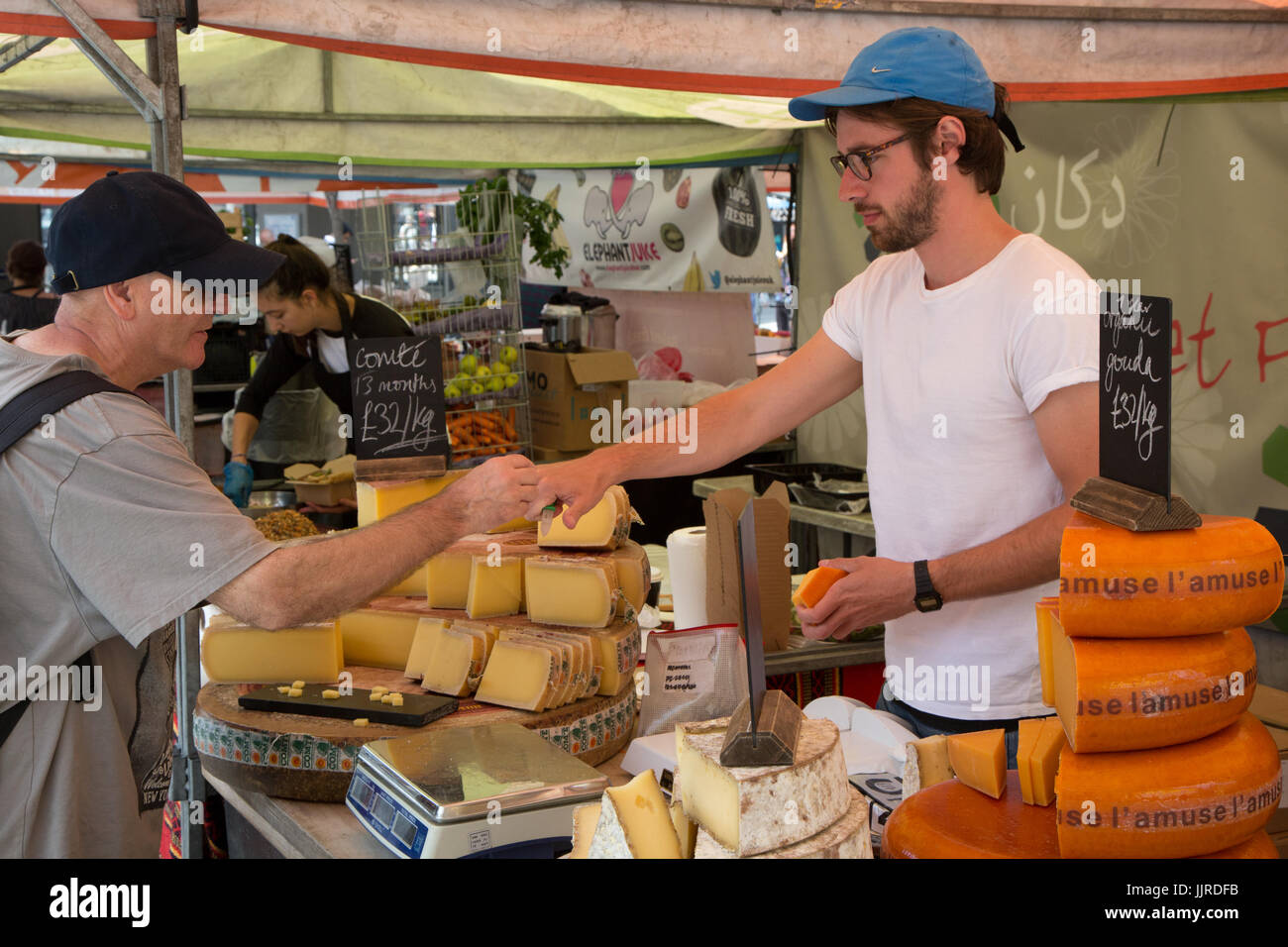 Cheese seller at the Real Food Market in King's Cross, open every ...