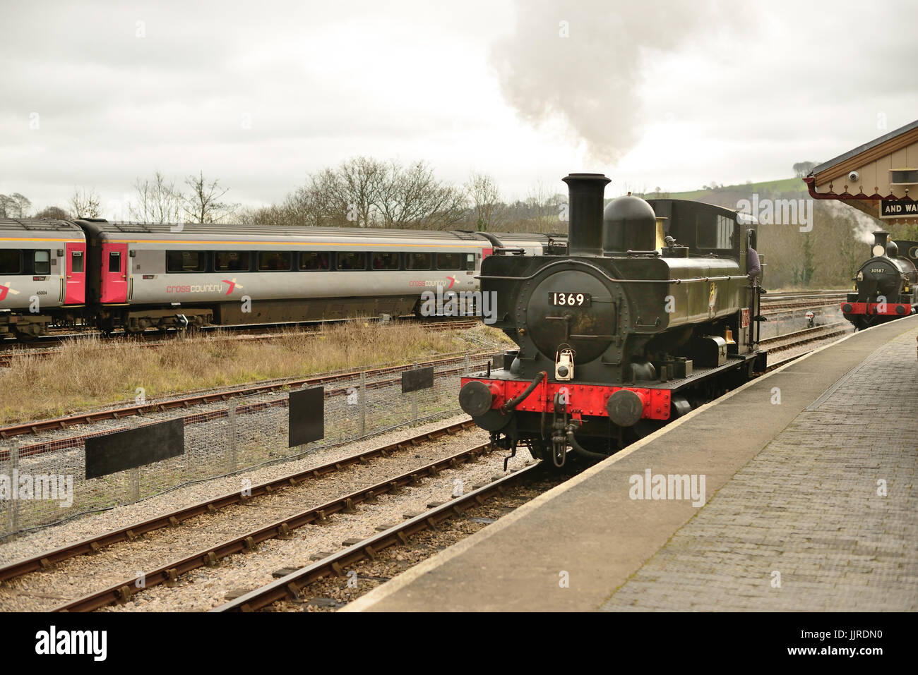 GWR pannier tank No 1369 and Beattie well tank No 30587 stand at the ...