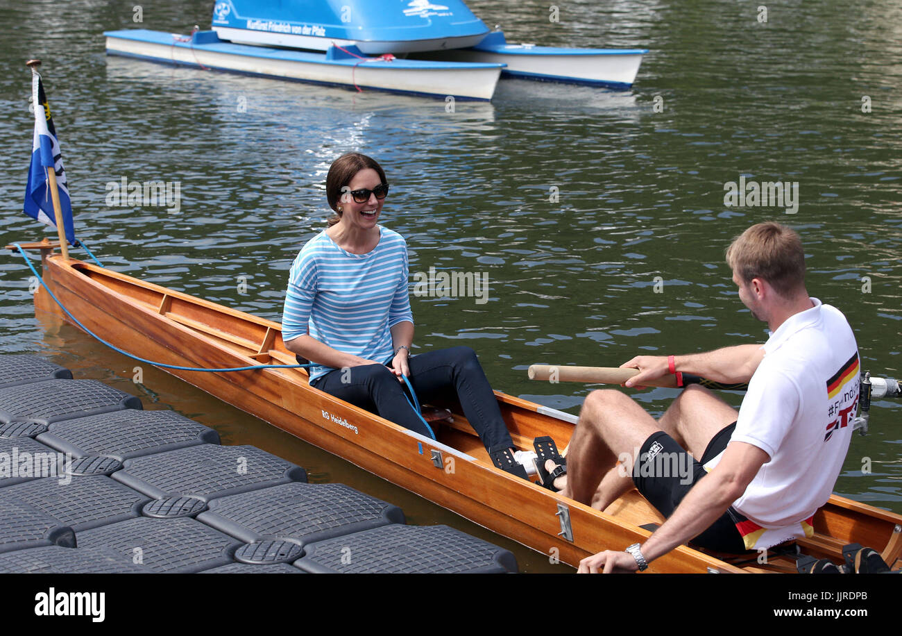The Duchess of Cambridge with German Olympian Filip Adamski gets ready ...