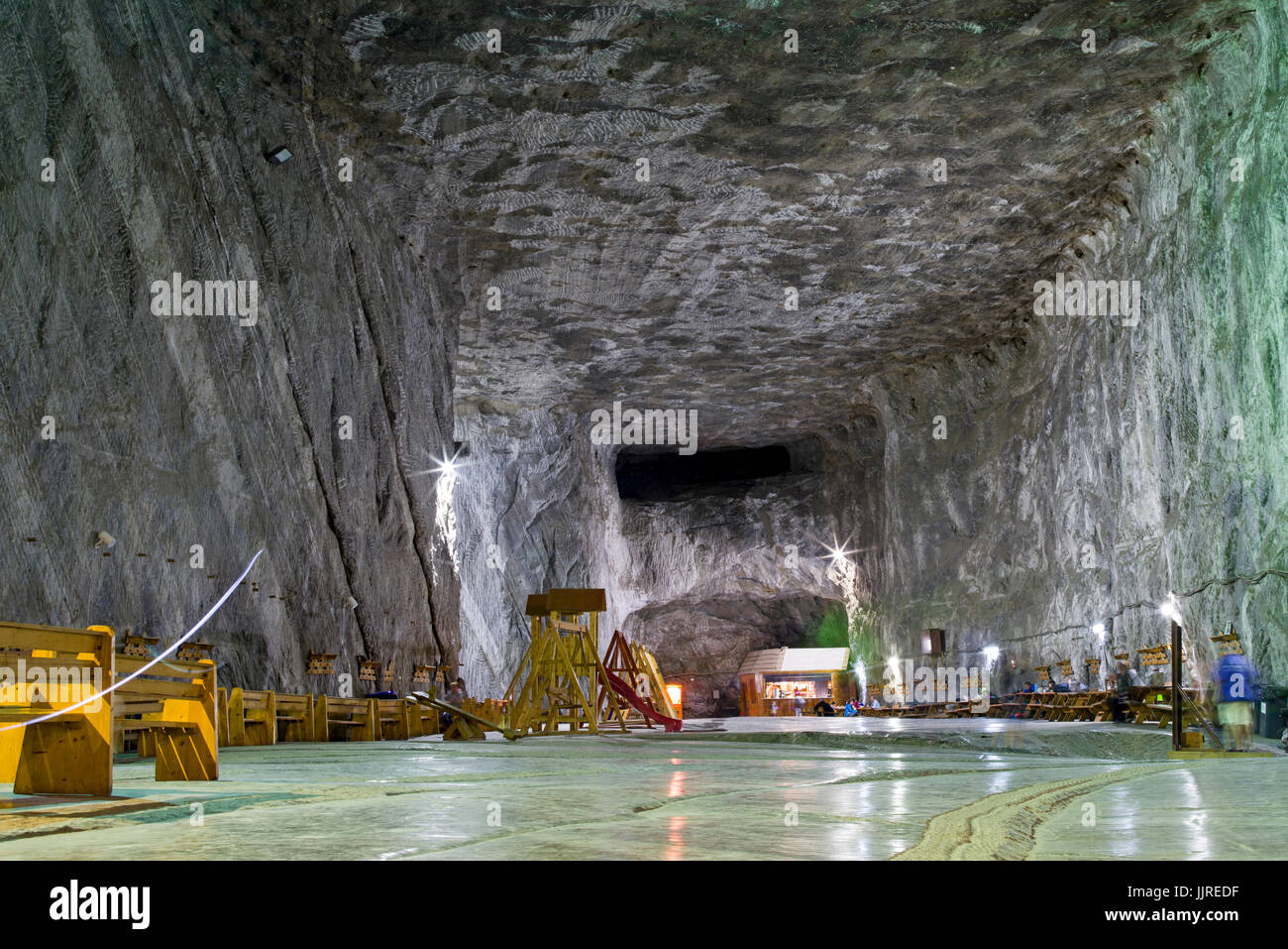 Praid salt mine in Transylvania, recreational activity during visit ...