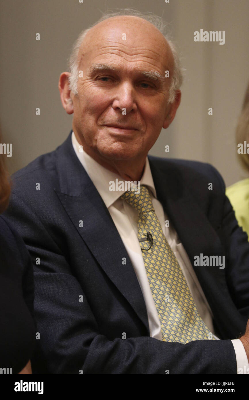 Sir Vince Cable celebrates after being named as the new leader of the ...