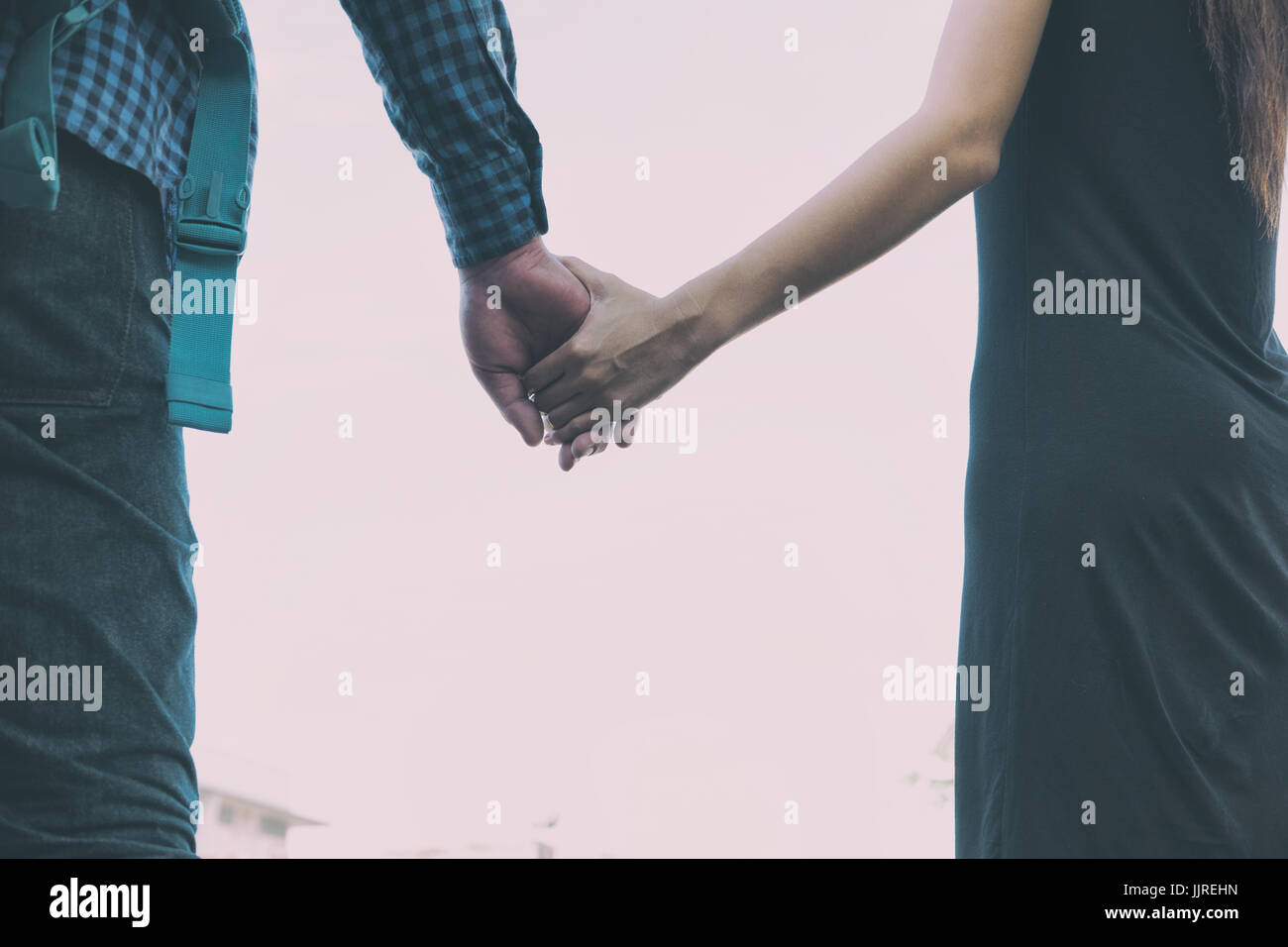 happy young couple holding hand. boyfriend and girlfriend walking ...
