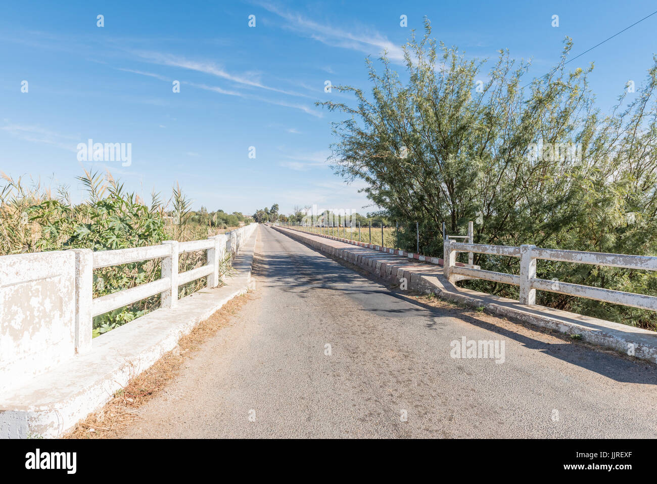 Single lane bridge over part of the Orange River at Marchand in the ...