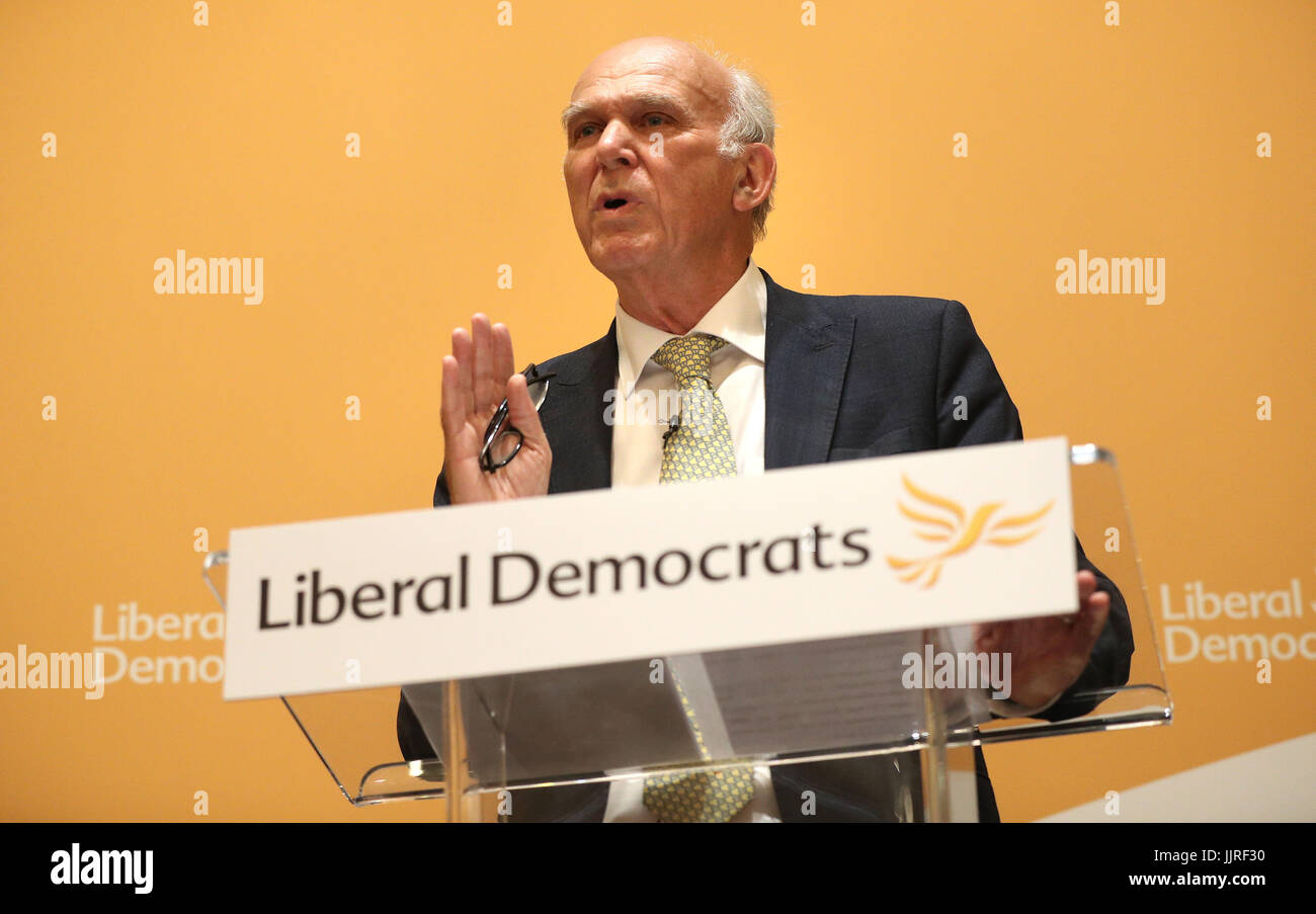 Sir Vince Cable speaking as he is named as the new leader of the ...