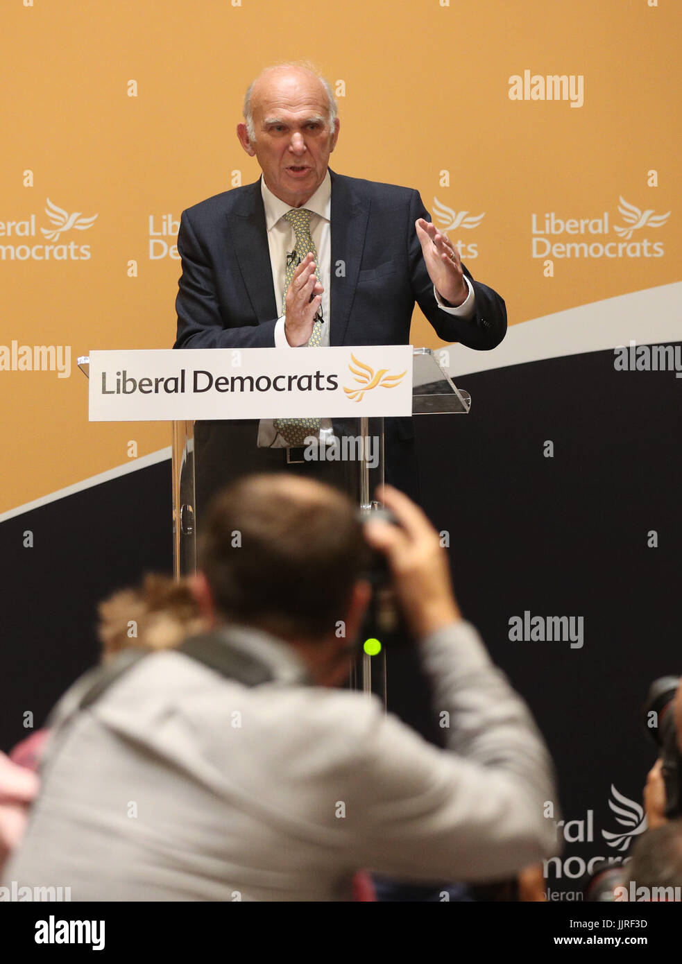 Sir Vince Cable speaking as he is named as the new leader of the ...