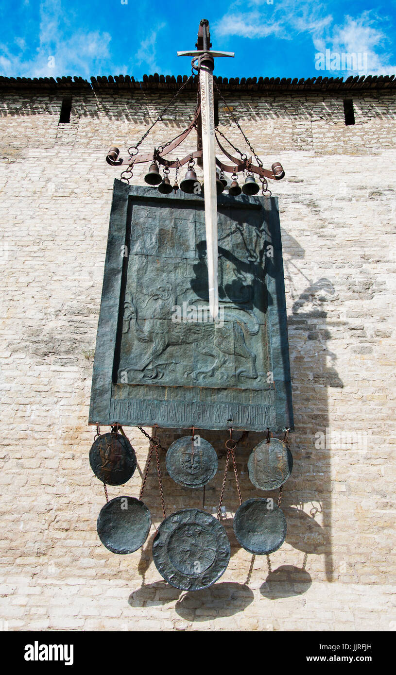 Dovmontov sword on the wall of Pskov Krom Stock Photo - Alamy