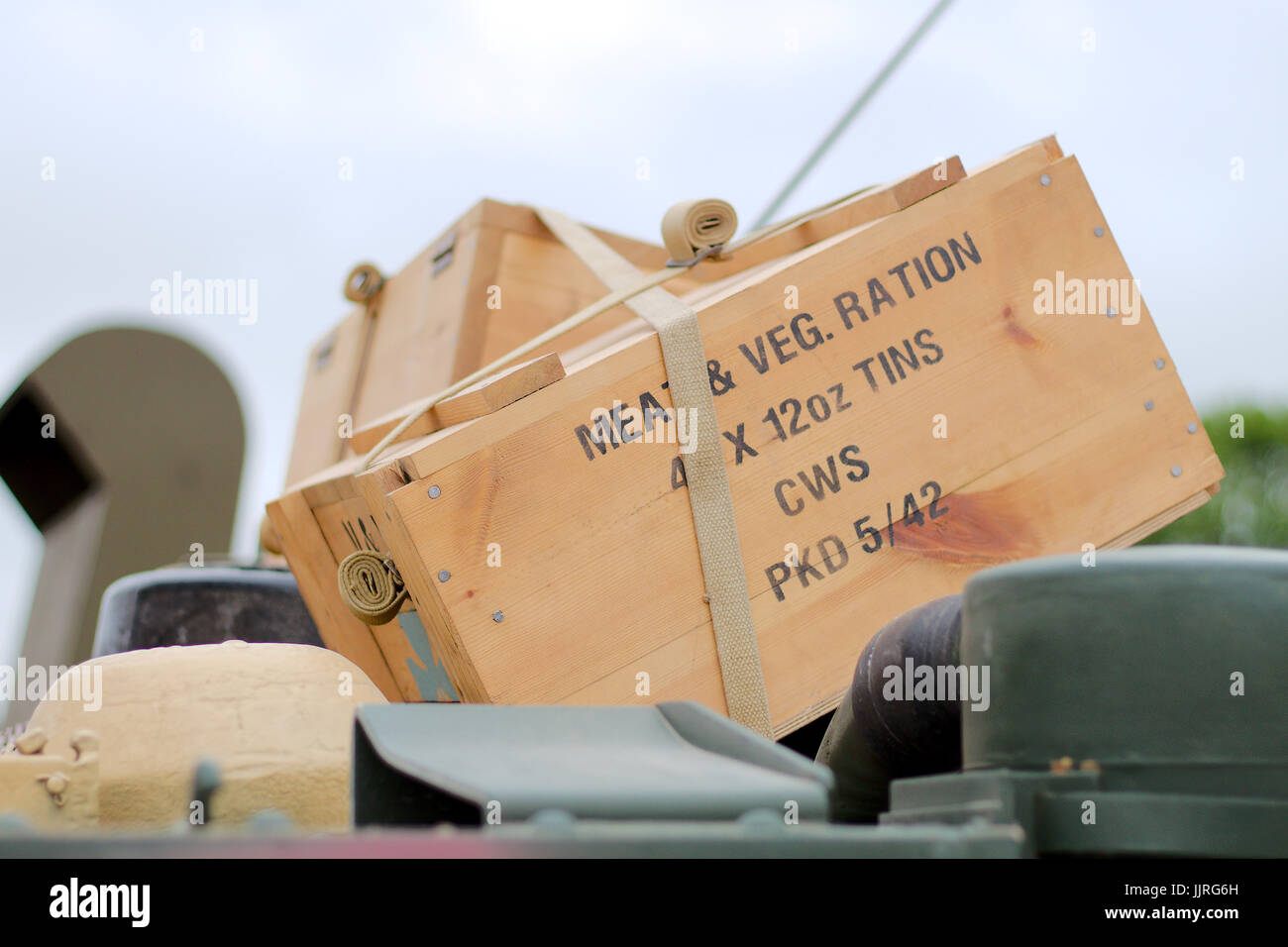 World war 2 era ration pack in a crate on an armoured vehicle from the ...