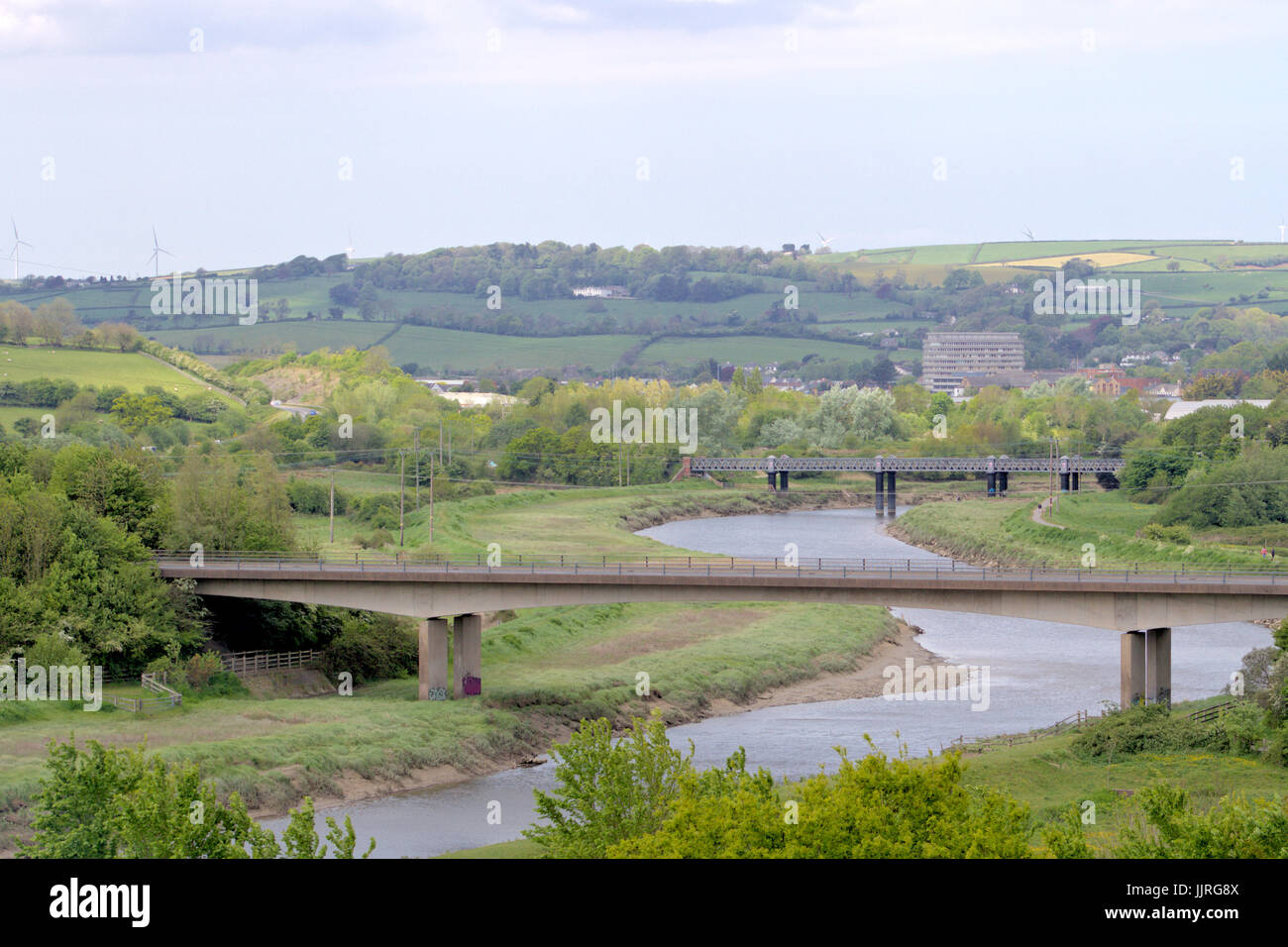 A361 bridge over the River Taw at Barnstaple just off Bishops Tawton ...