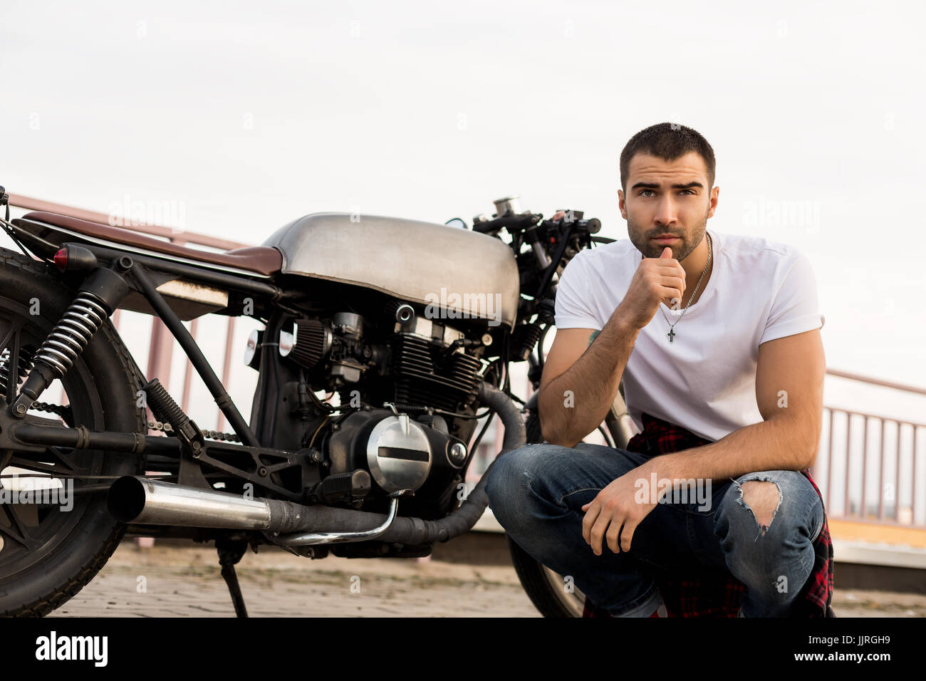 Brutal biker beard in white hi-res stock photography and images - Alamy