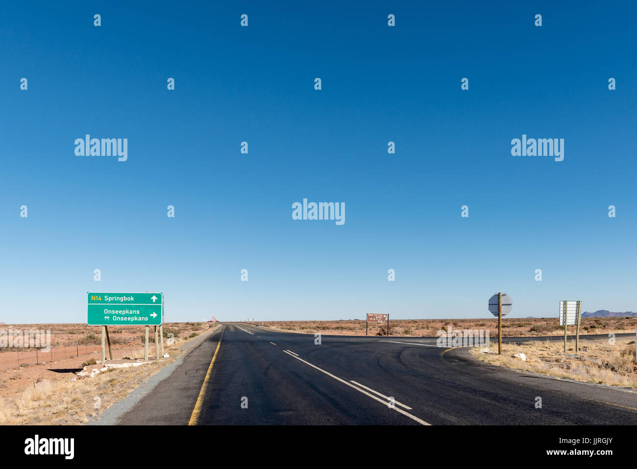 POFADDER, SOUTH AFRICA - JUNE 13, 2017: The turn-off from the N14-road ...