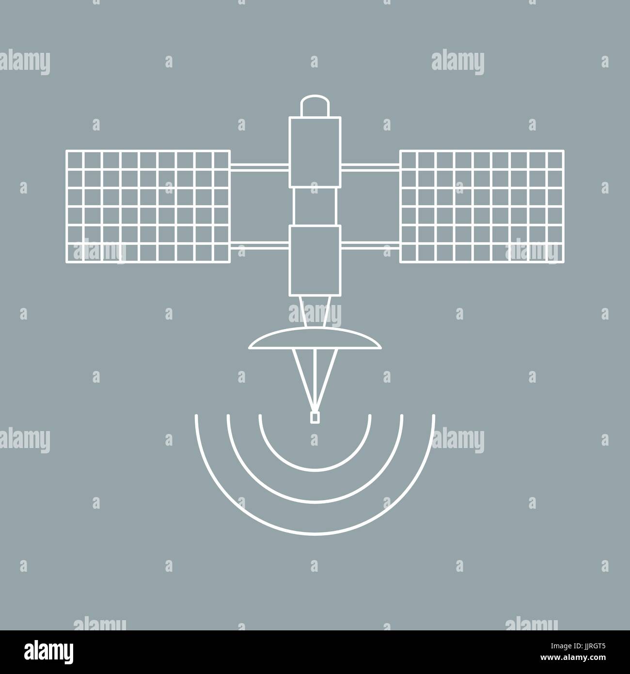 Stylized vector icon of space satellite. Design for banner, poster or ...