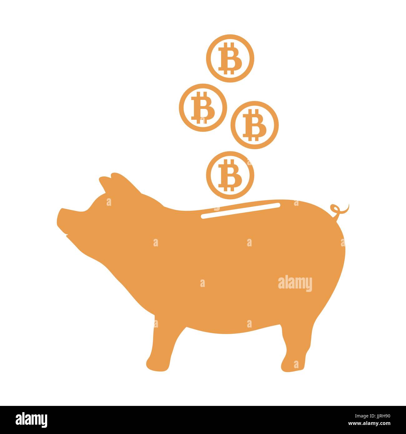 Stylized icon of a piggy bank with bitcoins. Design for banner, poster ...