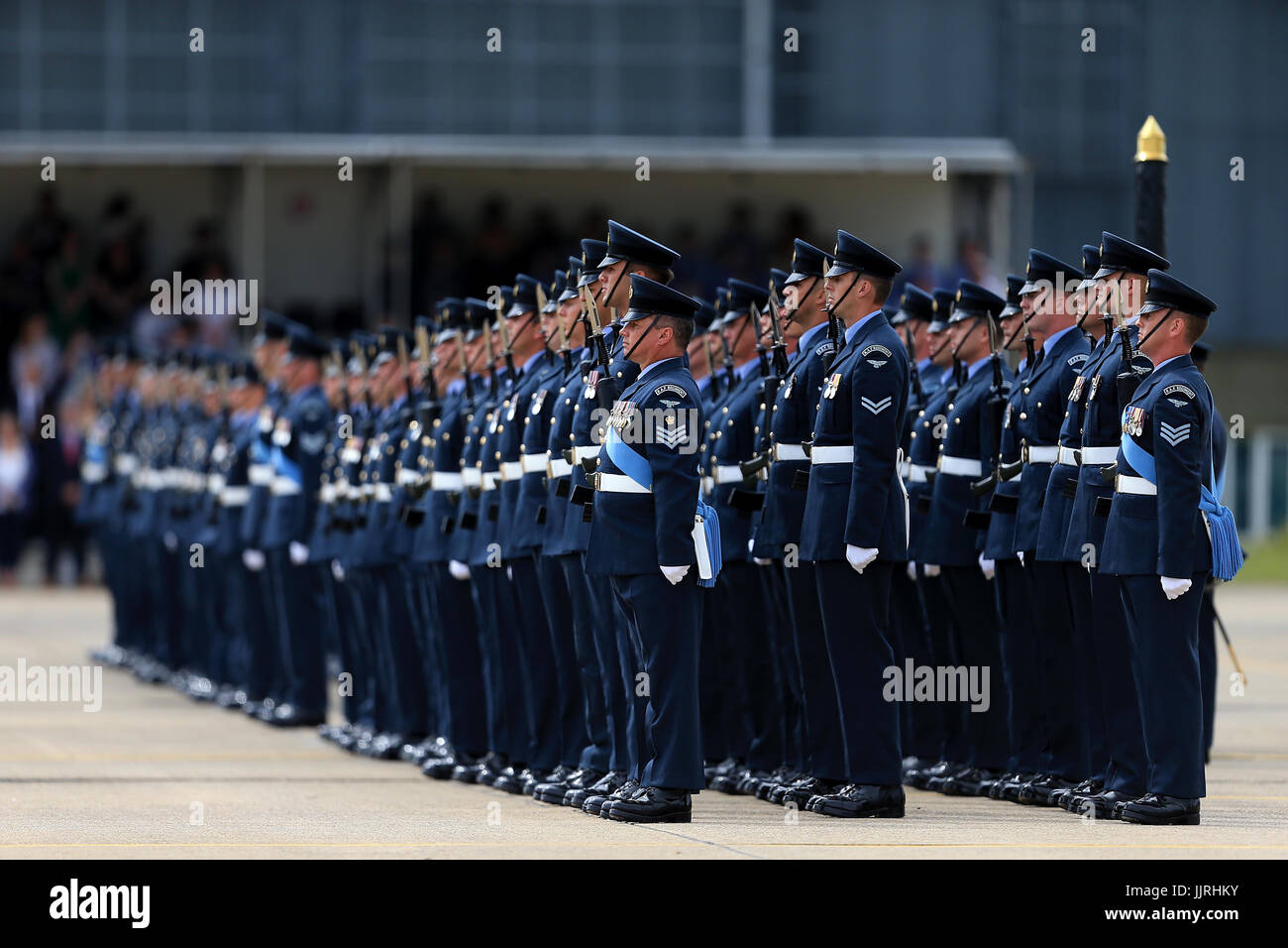 Airmen marching at RAF Honington in Suffolk as Prince Harry present a ...