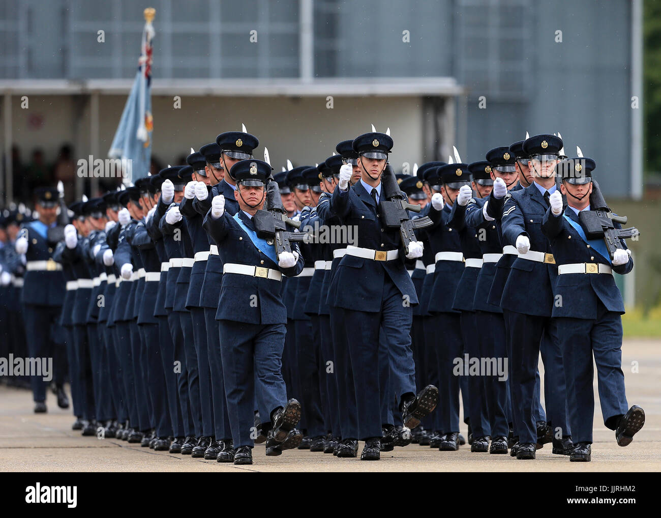 Airmen marching at RAF Honington in Suffolk as Prince Harry present a ...