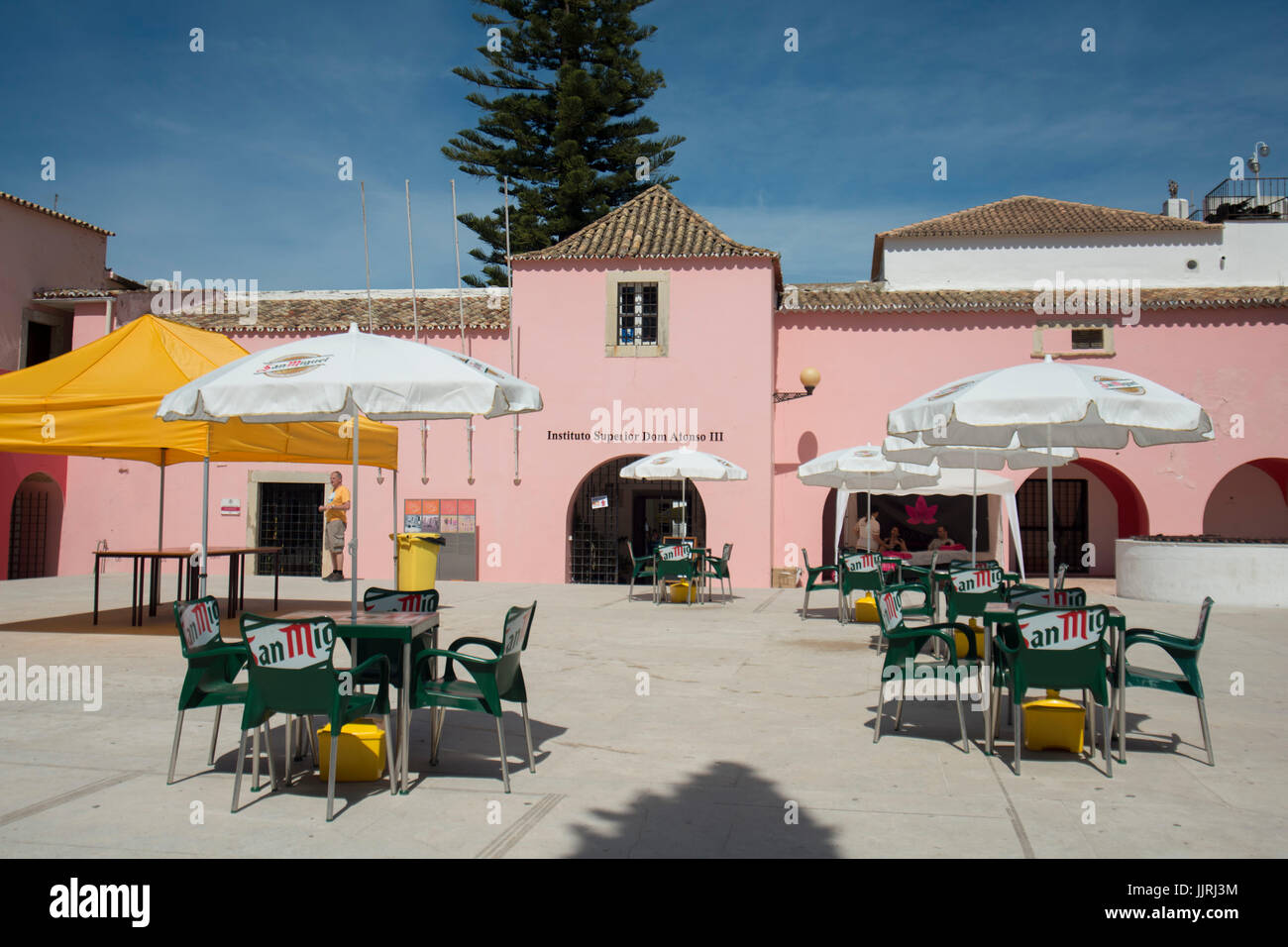 a square in the old town of Loule at the Algarve of Portugal in Europe ...