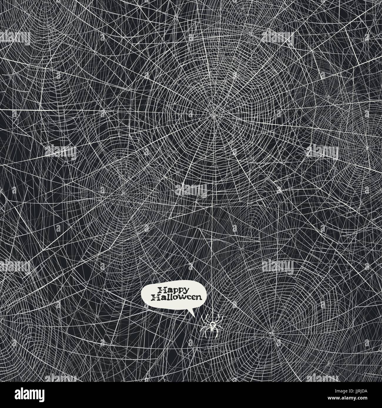 Halloween holiday card design. Spider says "Happy Halloween". Spider ...