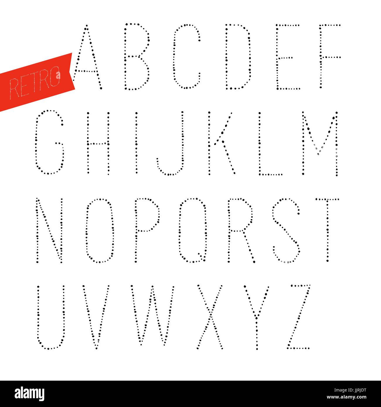 Handmade retro font. Blak letters on white background. Sans serif type ...