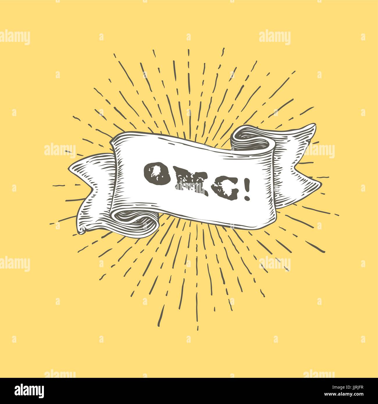 OMG!. OMG text on vintage hand drawn ribbon. Graphic art design on ...