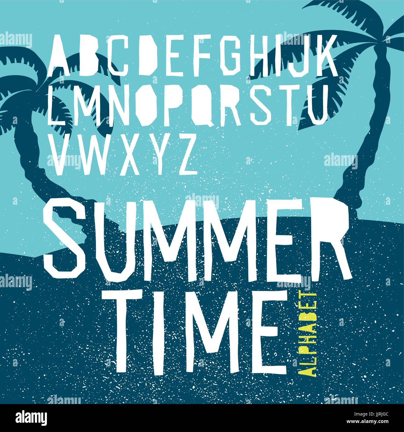 Summer time vector alphabet. Hand drawn letters. Summer beach party ...