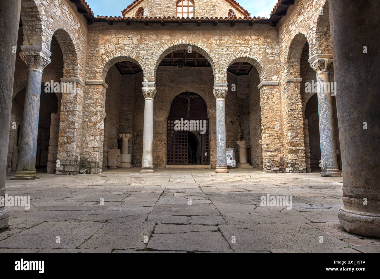 Atrium of the Euphrasian Basilica in Porec, Istria. Croatia Stock Photo ...
