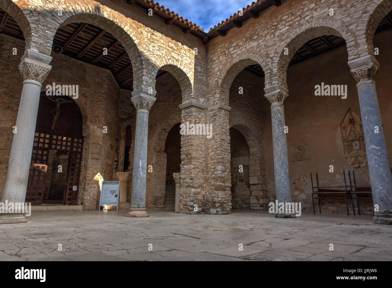 Atrium of the Euphrasian Basilica in Porec, Istria. Croatia Stock Photo ...