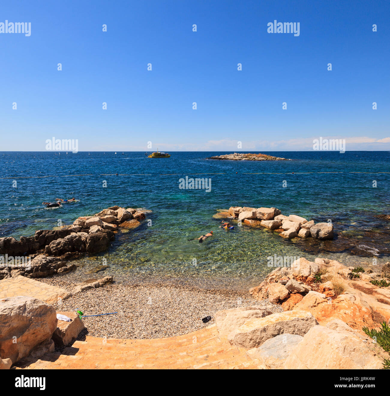 The sea in the Saint Nicholas island, Porec. Istria peninsula in ...