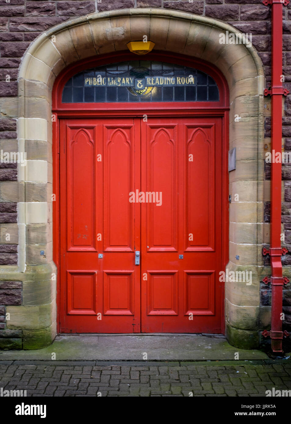 LEWIS AND HARRIS, SCOTLAND - CIRCA APRIL 2016: Door of the public ...