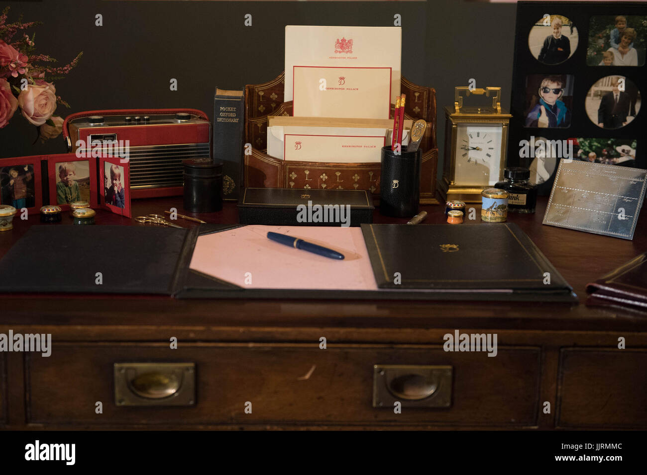 Items on the desk from the Kensington Palace sitting room of Diana ...