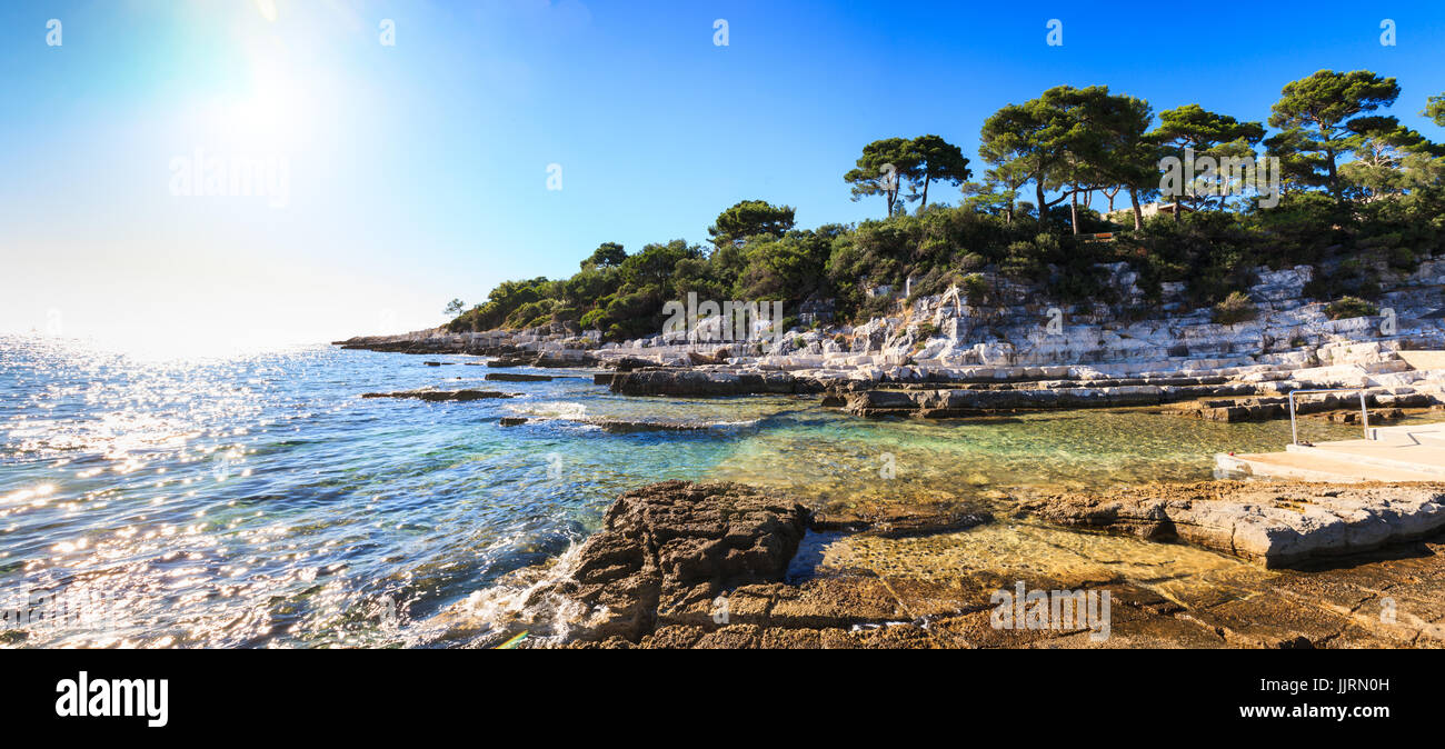 The sea in the Saint Nicholas island, Porec. Istria peninsula in ...