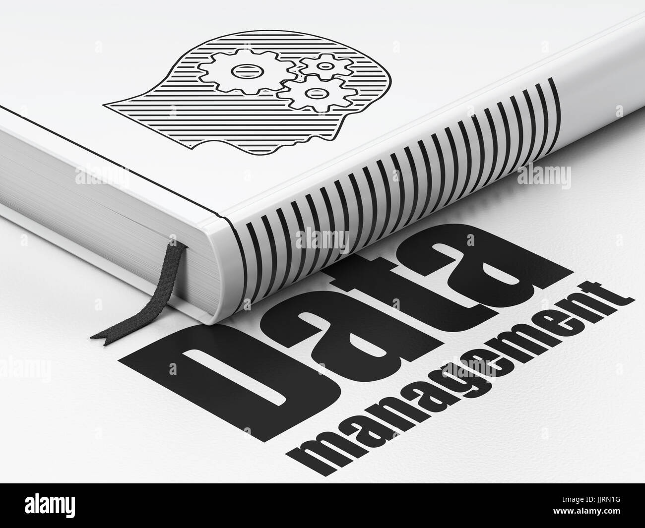 Data concept: book Head With Gears, Data Management on white background ...