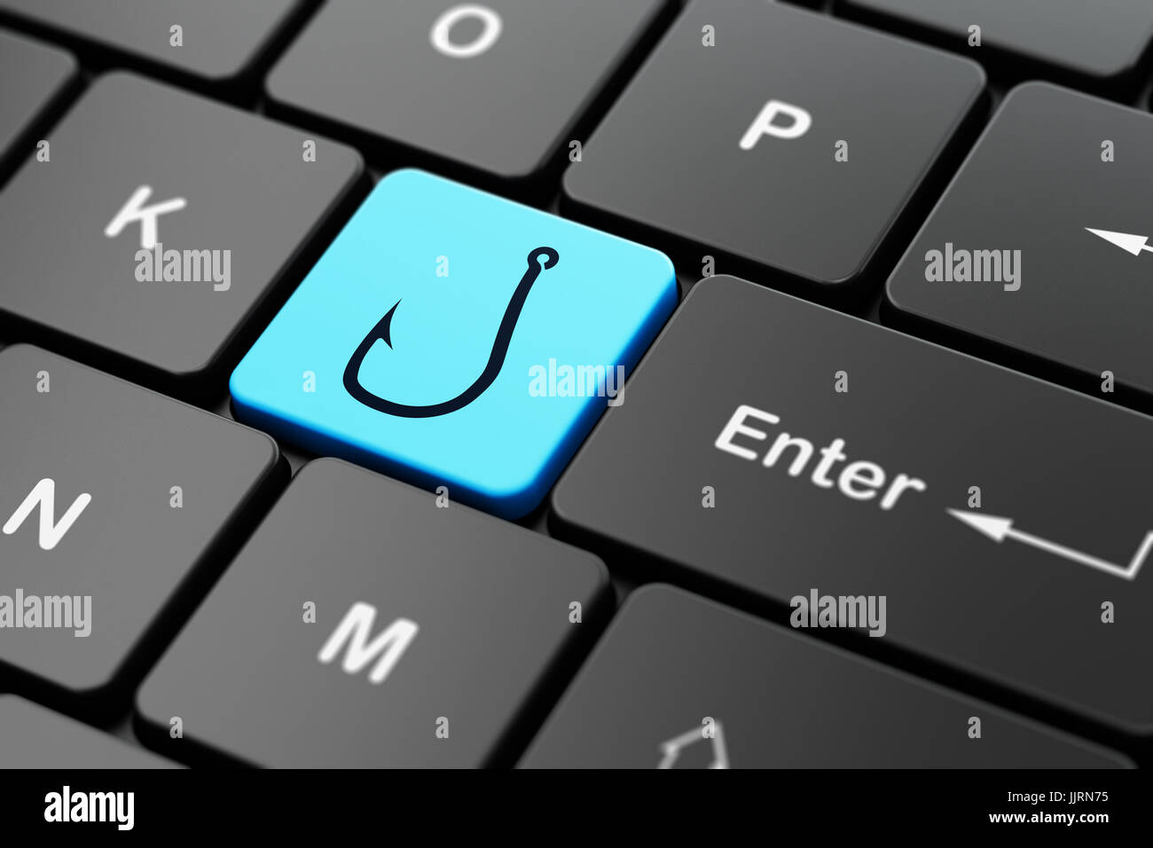 Safety concept: Fishing Hook on computer keyboard background Stock ...
