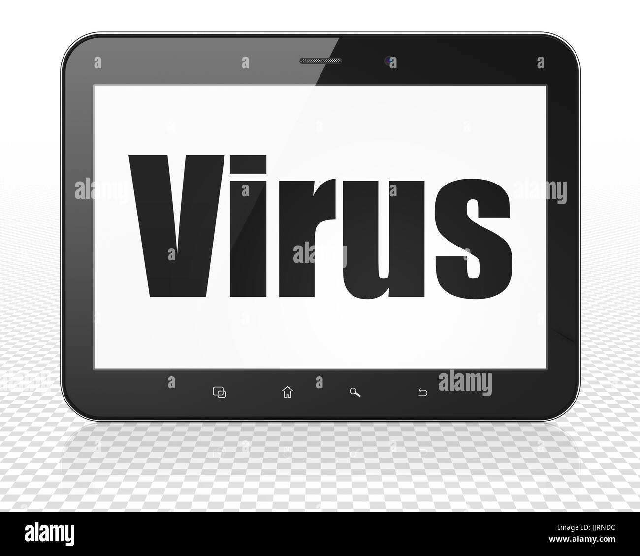 Safety concept: Tablet Pc Computer with Virus on display Stock Photo ...