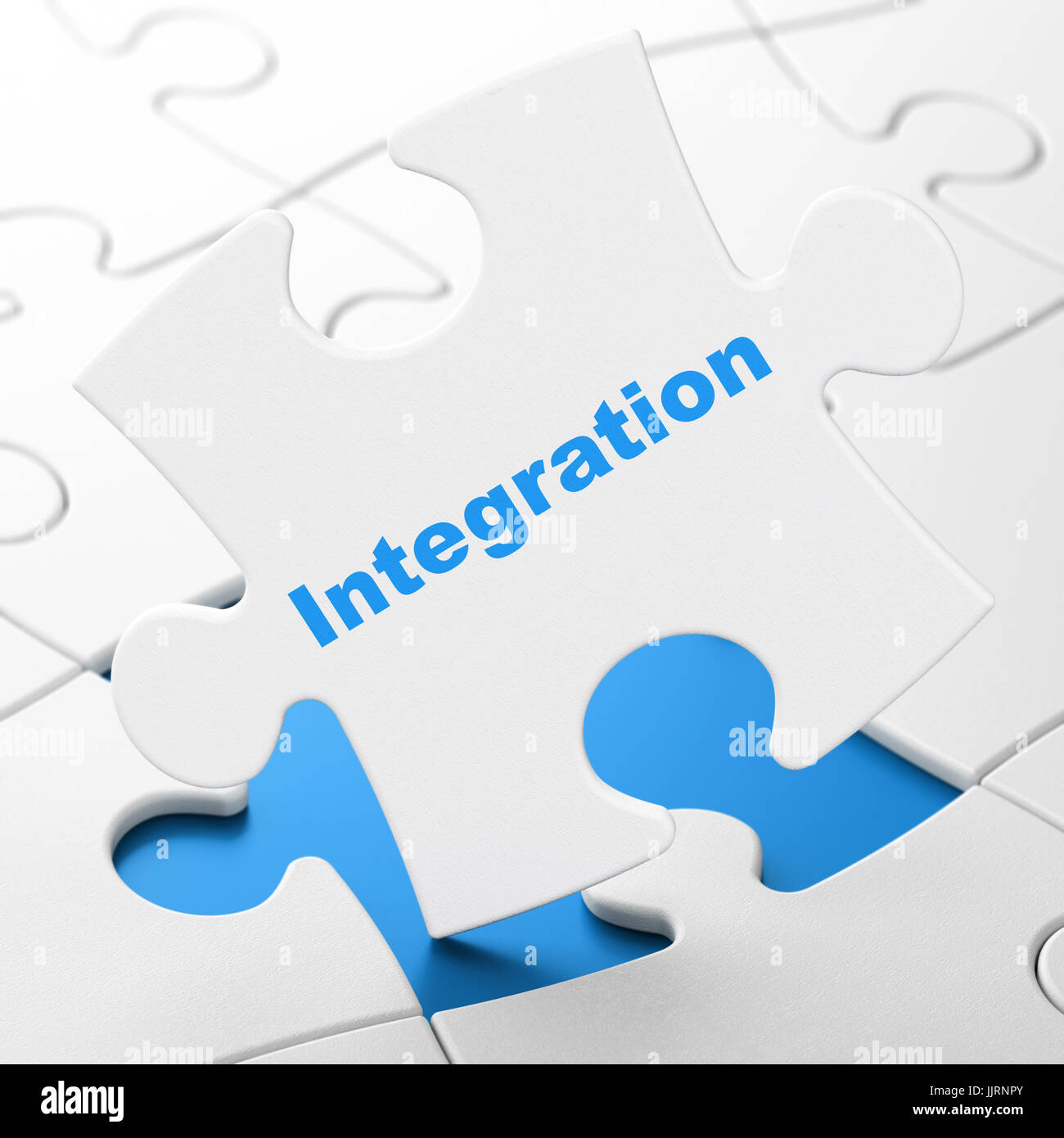 Business concept: Integration on puzzle background Stock Photo - Alamy