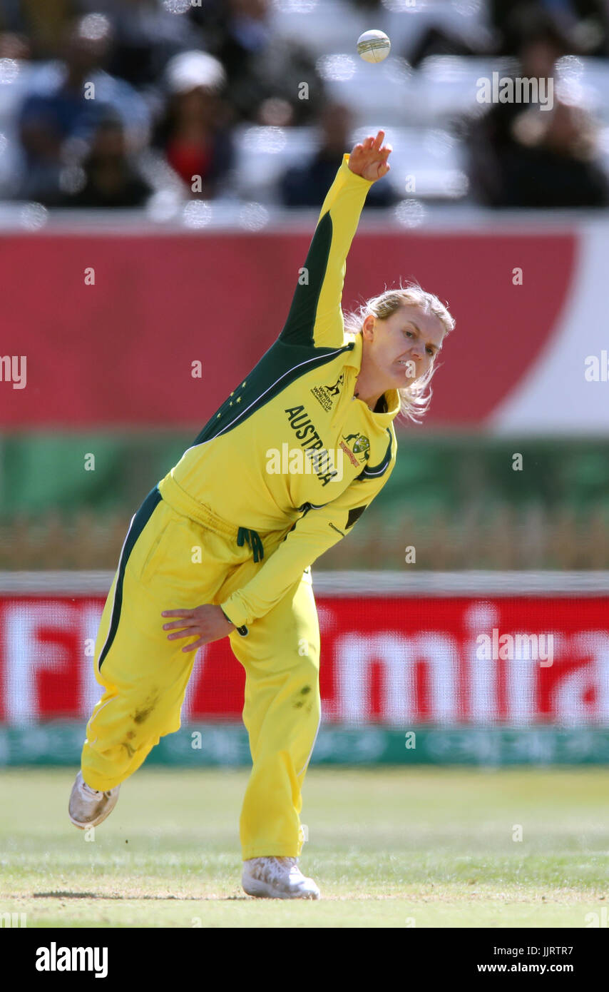 Australia Women's Kristen Beams bowls during the ICC Women's World Cup ...