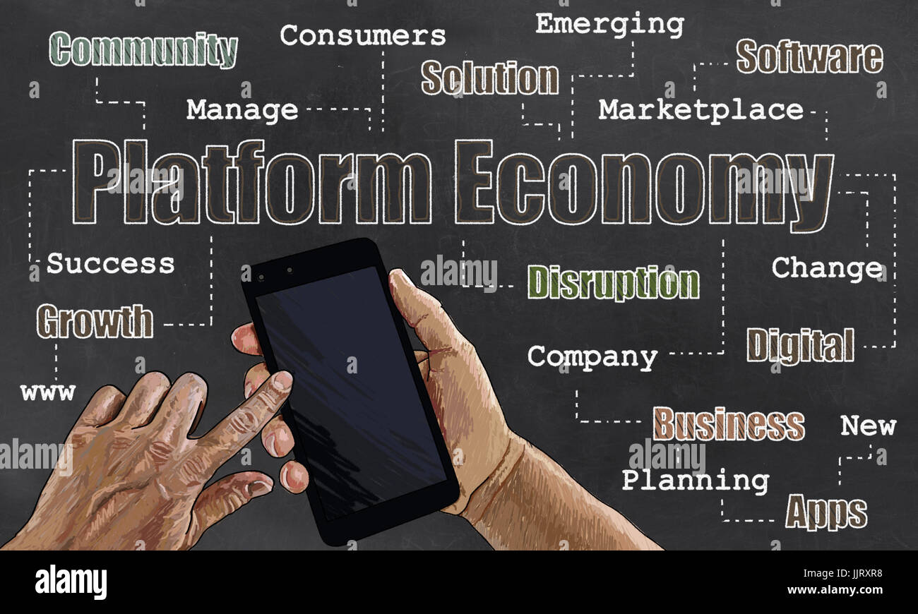 Platform Economic on Blackboard with words of Business Stock Photo - Alamy