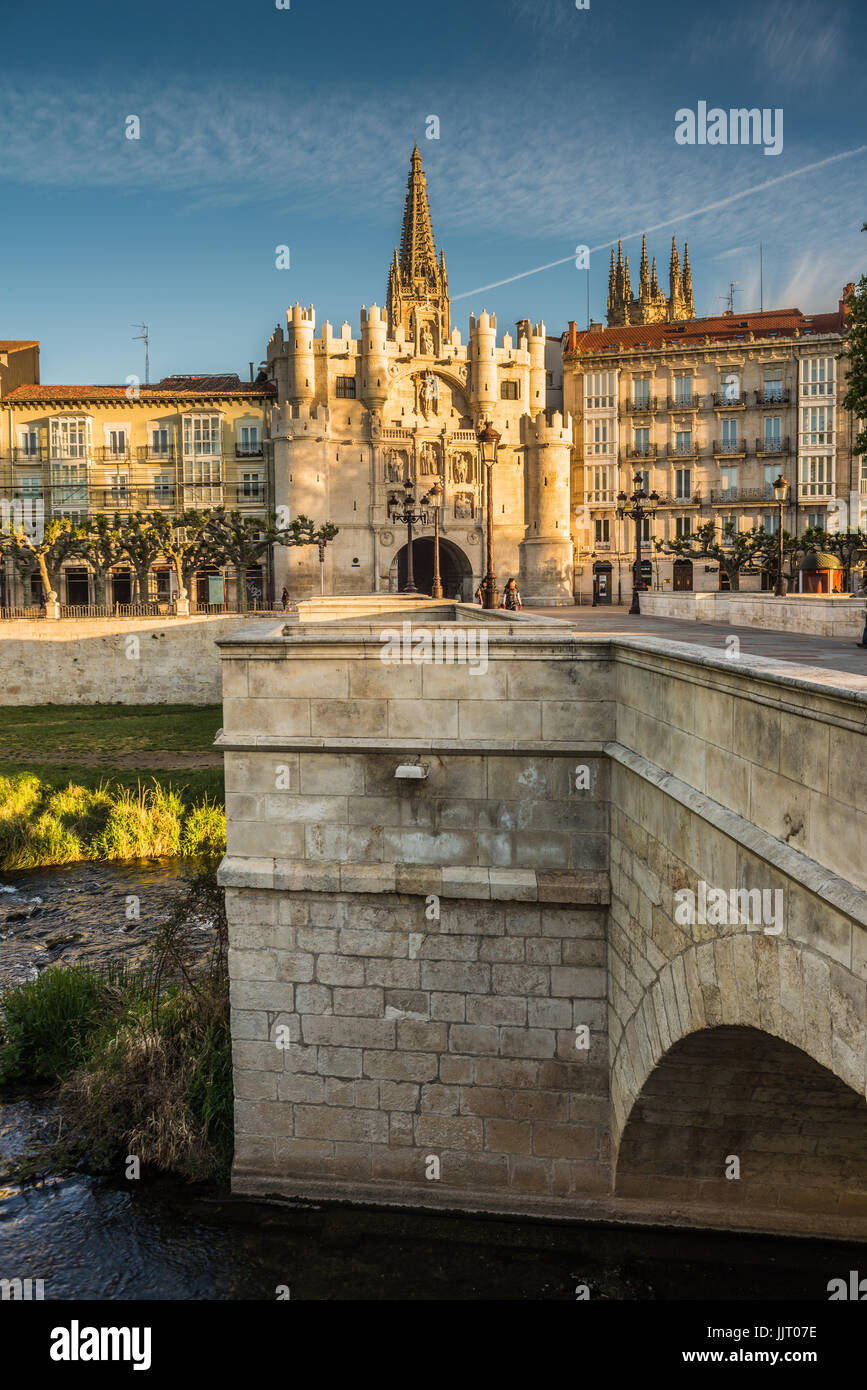 Bridge of Santa Maria in the Burgos, Spain. Camino de Santiago Stock ...